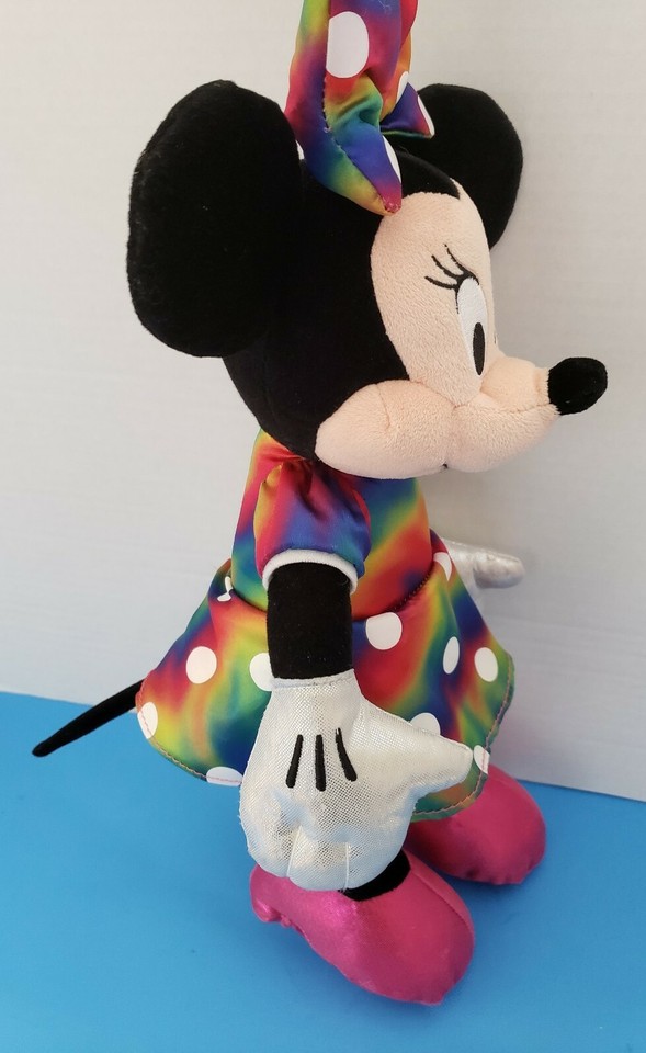DISNEY SPARKLE TY MINNIE MOUSE with RAINBOW POLKA DOT DRESS 16" T | eBay