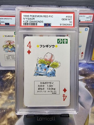 Pokemon Red Ivysaur 4 of Diamonds Playing Poker Card 1996 PSA 10 GEM ...
