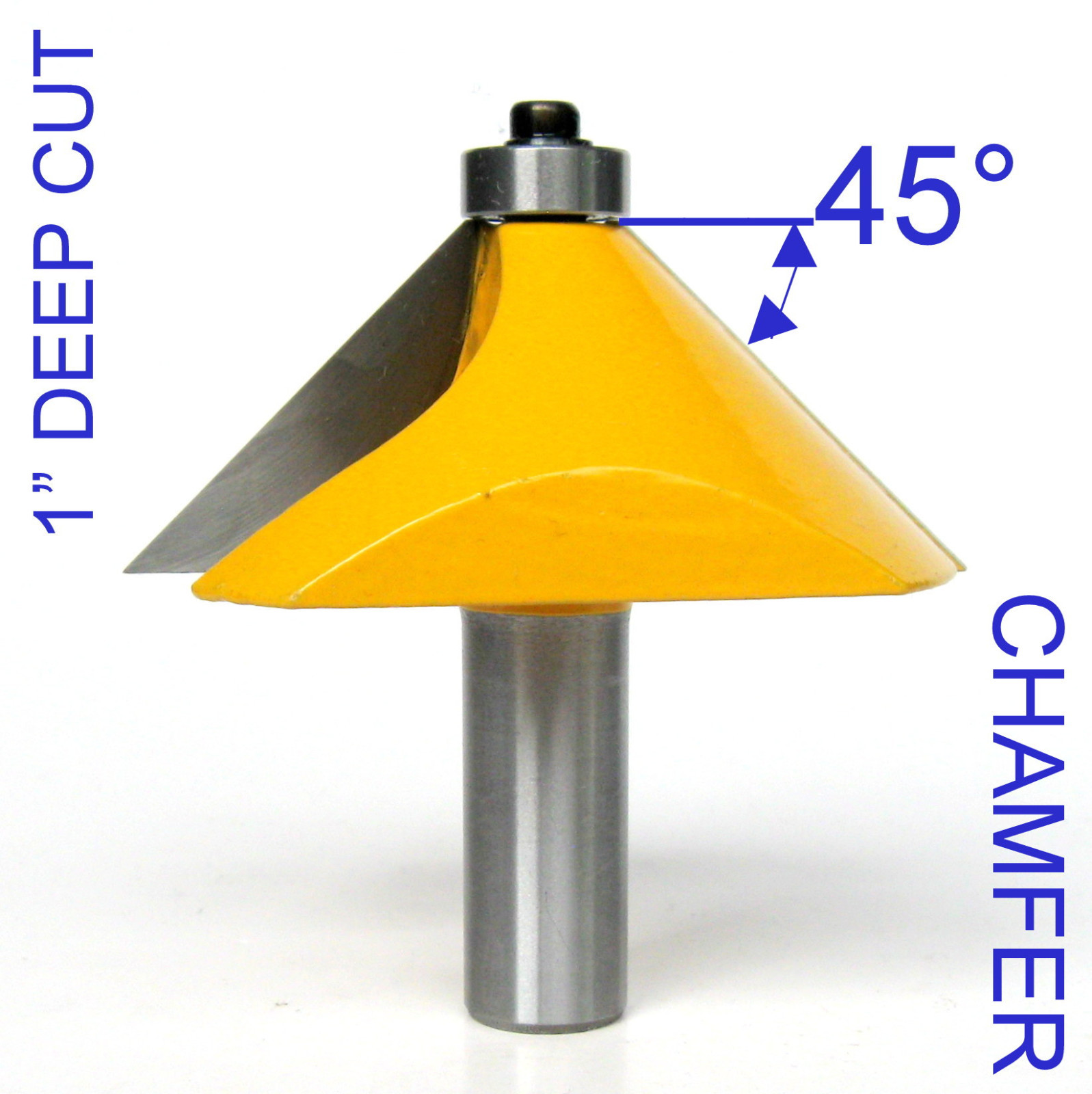 1 PC 1/2" Shank 1" Cutting Depth Edge Forming 45° Chamfer Router Bit ...