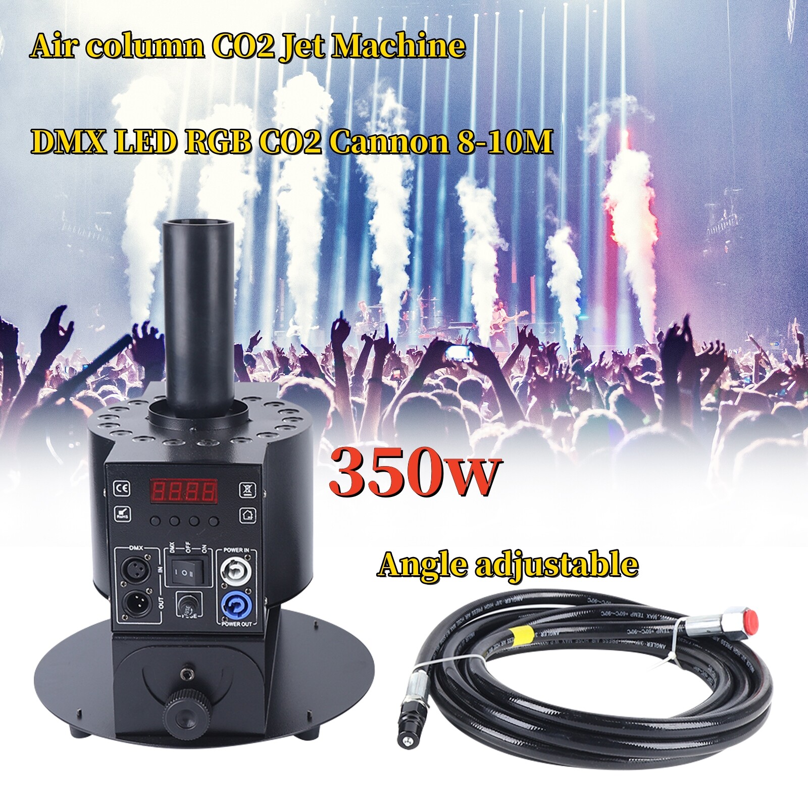 DMX LED CO2 JET Cannon Machine With Gas Hose 350W for Party Disco DJ ...