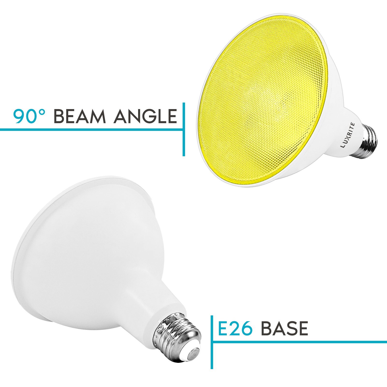 Luxrite LED PAR38 Flood Yellow Light Bulb 8W=45W Damp Rated UL E26 Base ...