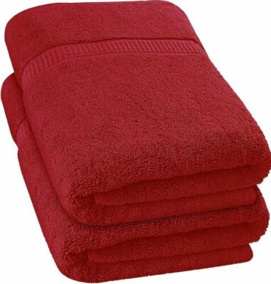 Pack of 2 Large Red Bath Towels 100% Cotton 27"x55"Highly Absorbent ...