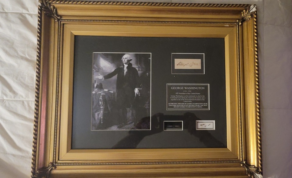 Authentic George Washington Autograph w/lock of hair and casket ...