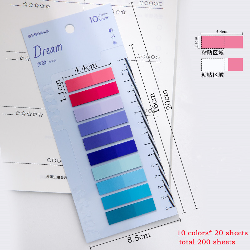 200pcs Page Markers Morandi Sticky Note Tabs Colored Book Flags Strip ...