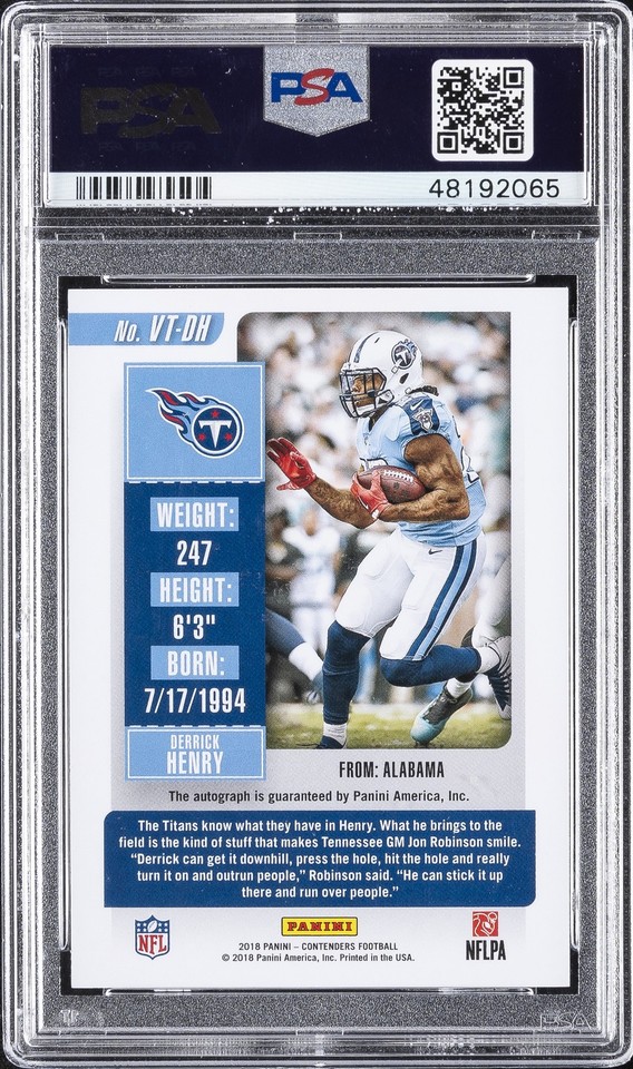 2018 CONTENDERS VET TKT AUTO #VT-DH DERRICK HENRY PSA 10 AUTO | eBay