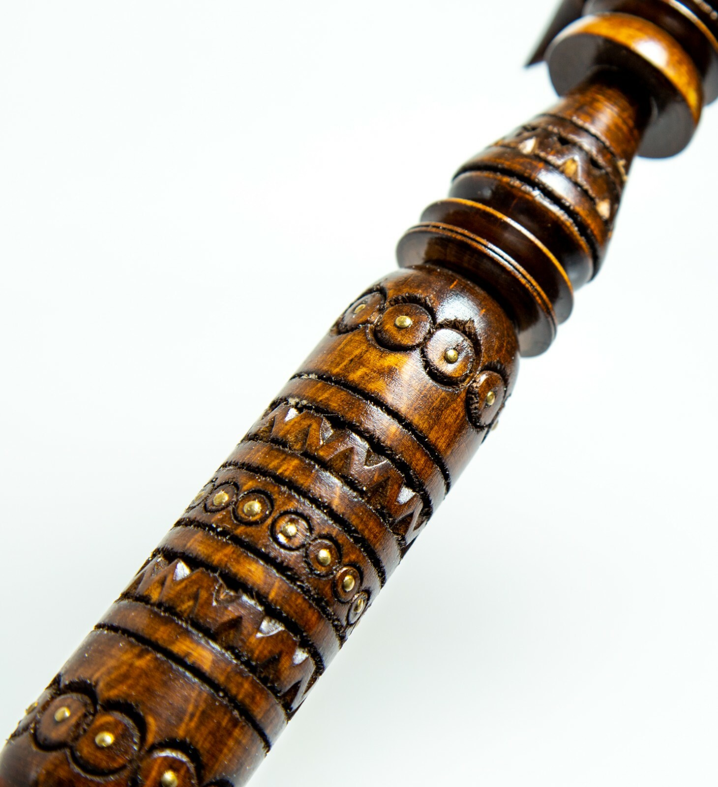 Handmade Carved Wood Ukrainian mace bludgeon Traditioan Dark Bulava 45 ...