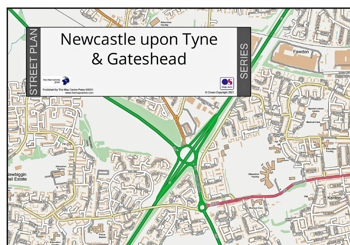 Newcastle Ubd Laminated Map For The Wall Newcastle Wall Map