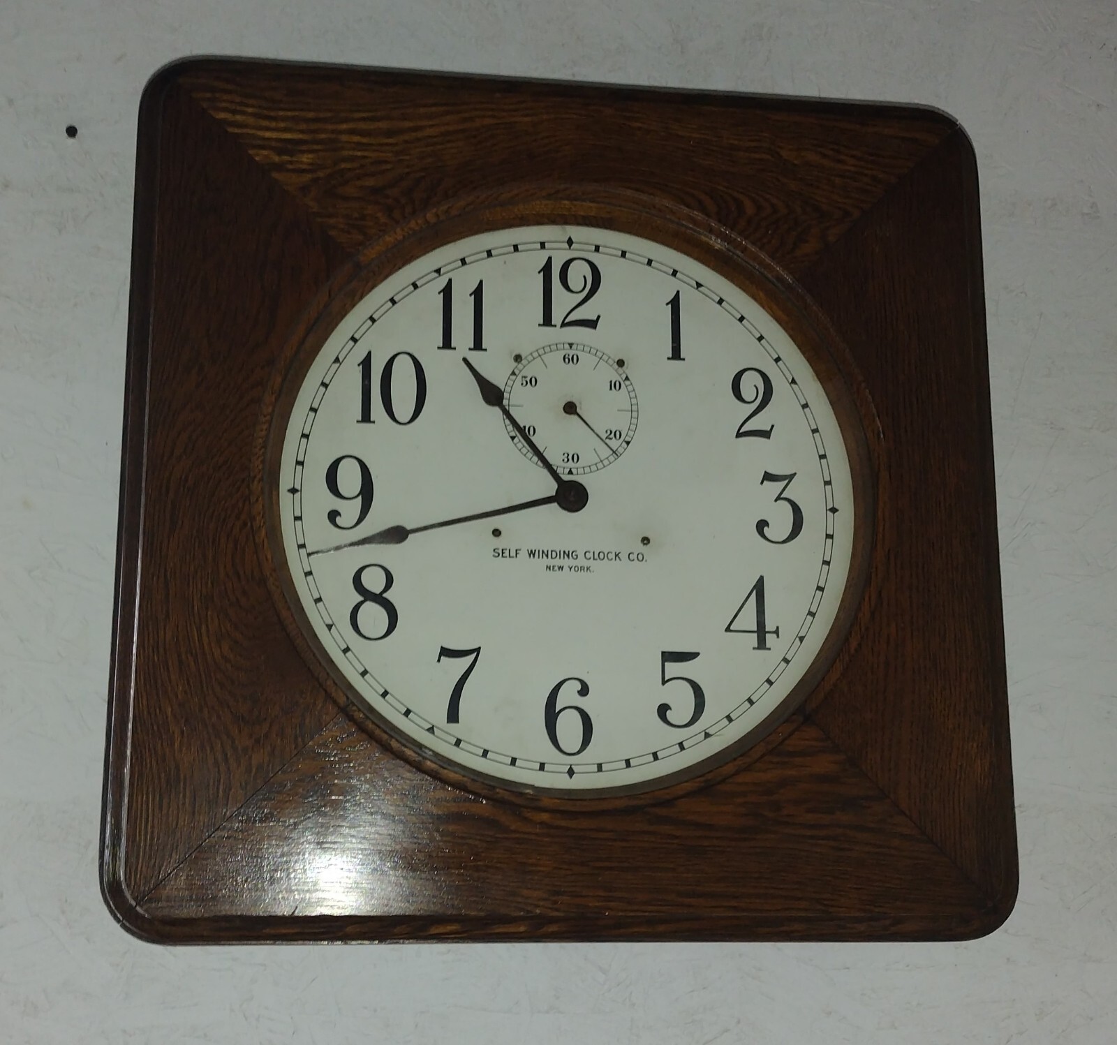 Self Winding Clock Co New York Gallery Wall Clock 21 Inches Square in Wood Case | eBay