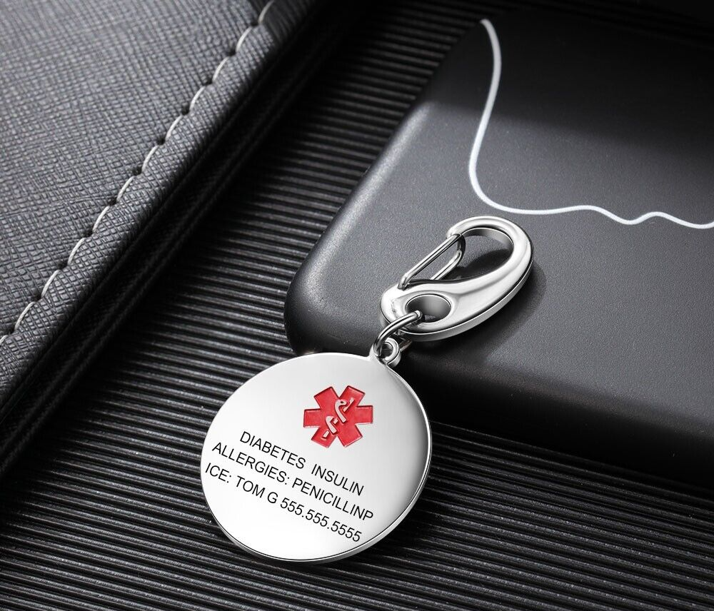 Personalized Medical Alert In Case of Emergency Keychain Stainless ...