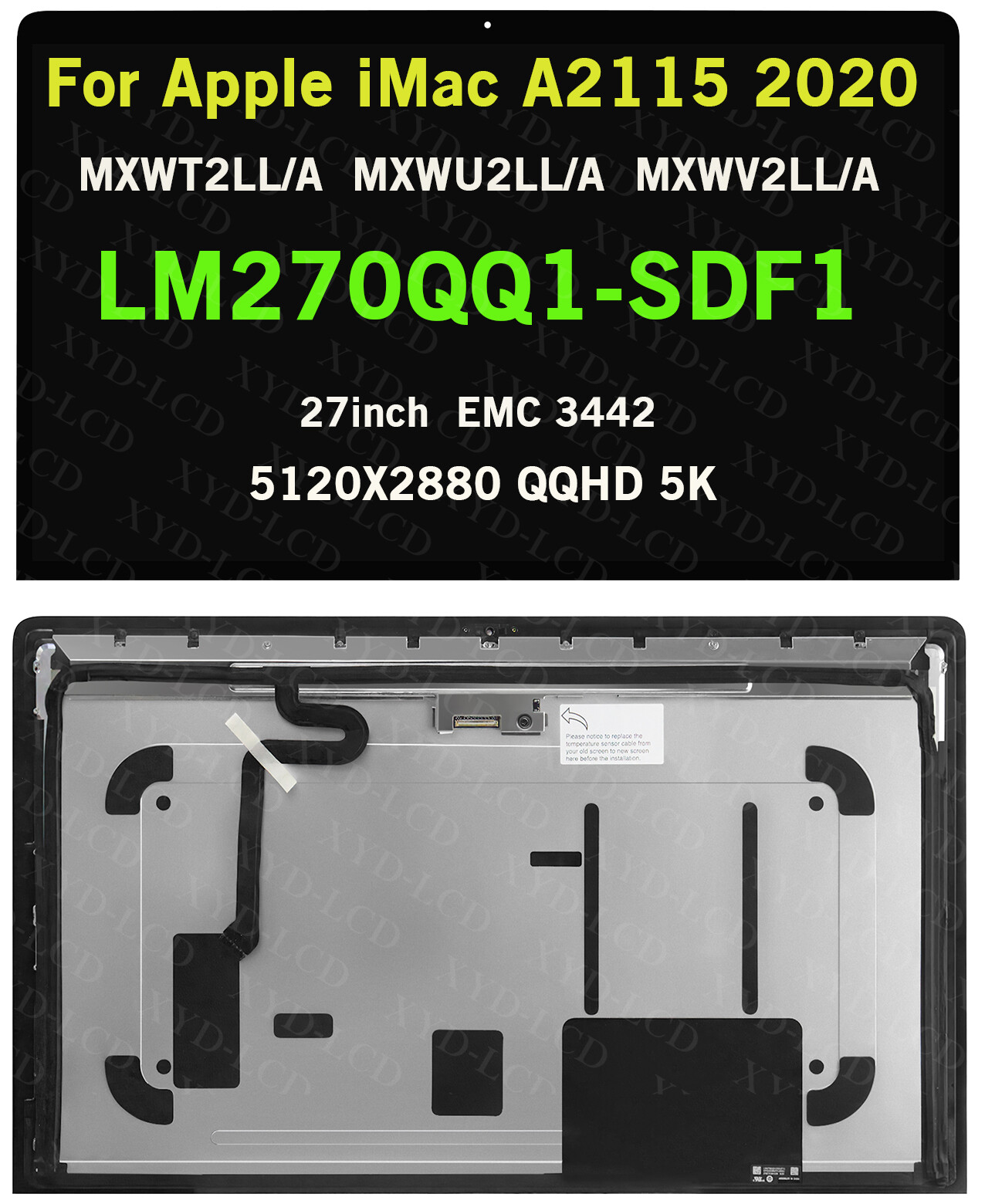 For iMac A2115 2020 LM270QQ1 (SD)(F1) 27in 5K LCD Screen EMC 3442 ...