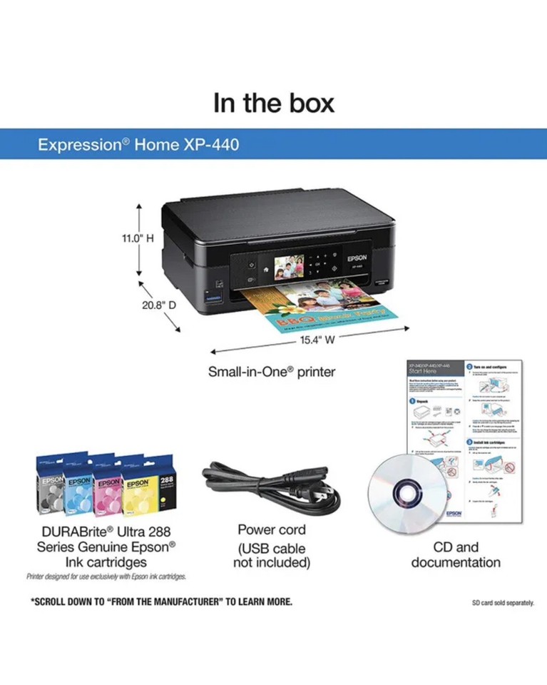 Brand NEW Epson Expression Home XP-440 / XP-446 Small-in-One Printer ...