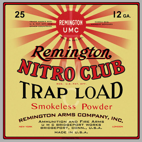 Reproduction Vintage Remington Nitro Club Trap Shotgun Shell Label ...