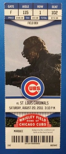 Chicago Cubs St Louis Cardinals Baseball Ticket 8/20 2011 Ramirez HR ...