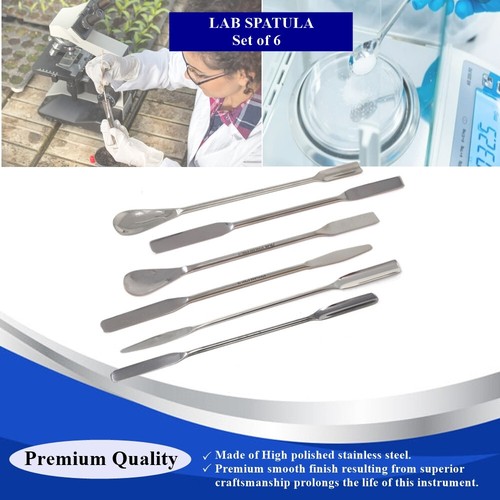 6 Pcs Lab Spatula Scoop Spoon Square, Mixing Pastes Stainless Steel ...