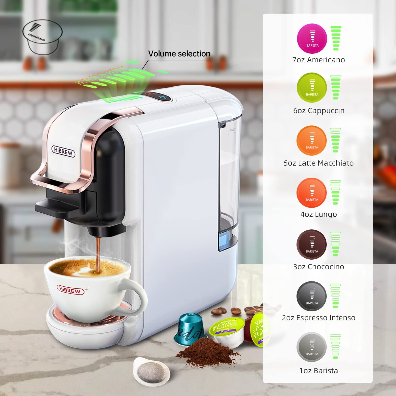 HiBREW H2B Kapselkaffeemaschine 5-in-1 Kaffeepad-Kaffeekapselmaschine 19bar 600M | eBay