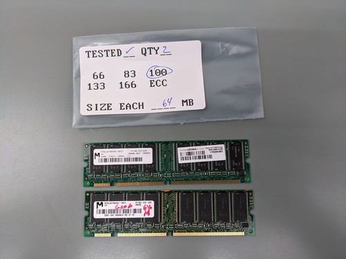 (2) 64MB PC100 SDRAM DIMMs (128MB Total RAM Memory) Micron MT8LSDT864AG ...