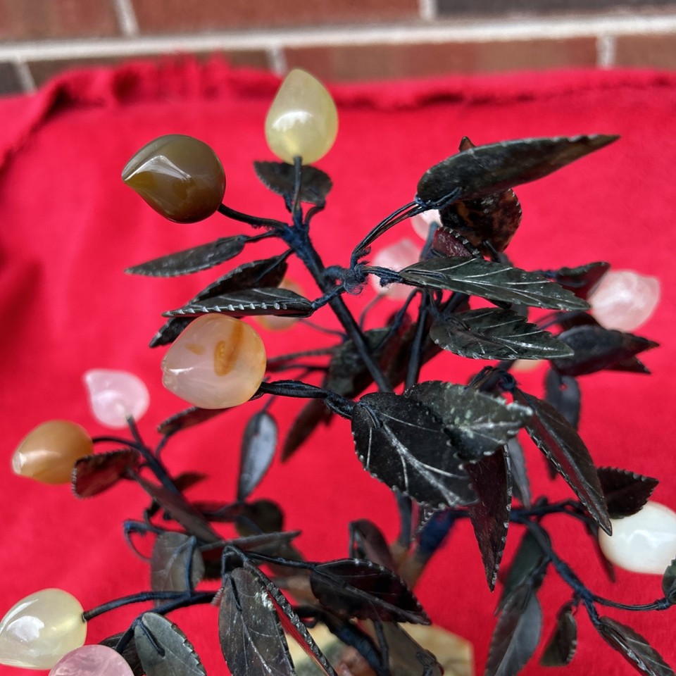 JADE STONE 10 inches high by 8" wide BLOSSOM FRUIT BUD BONSAI TREE ...