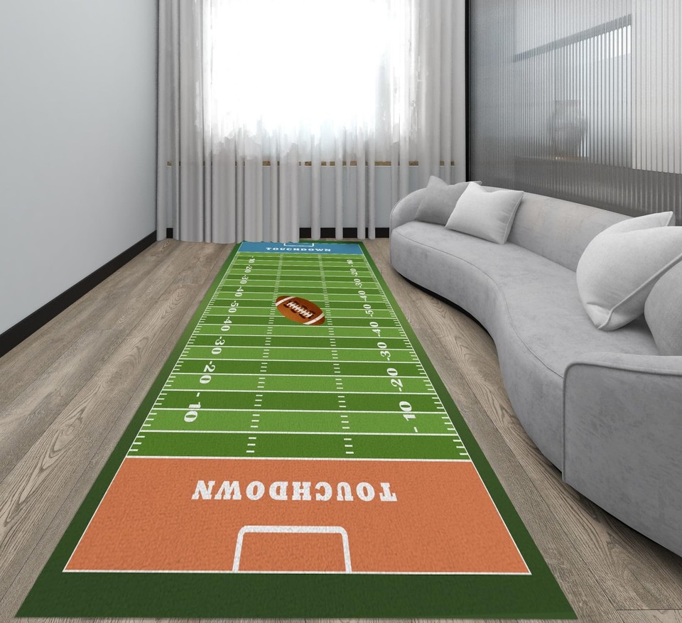 American Football Runner Rug Sport Rugby Field Area Rug For Hallway ...