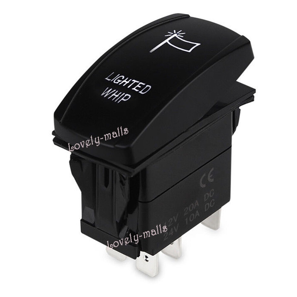 LIGHTED WHIP Blue LED Toggle Rocker Laser Switch 5PIN ON-OFF Boat ...