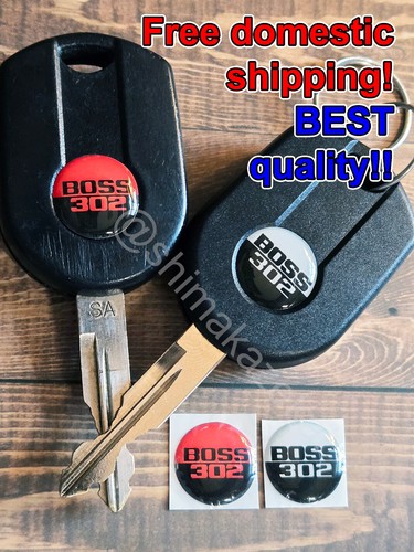2x LOGO Ford Mustang Boss 302 red/grey key FOB emblems, 16mm resin ...
