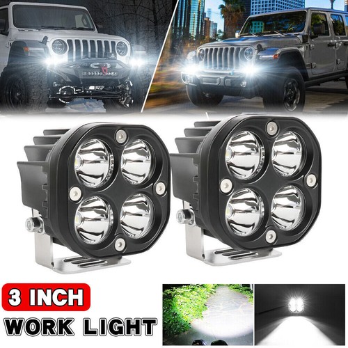 2X 80W 3" Inch LED Work Light Bar Spot Driving Fog Reverse Lamp Offroad ...