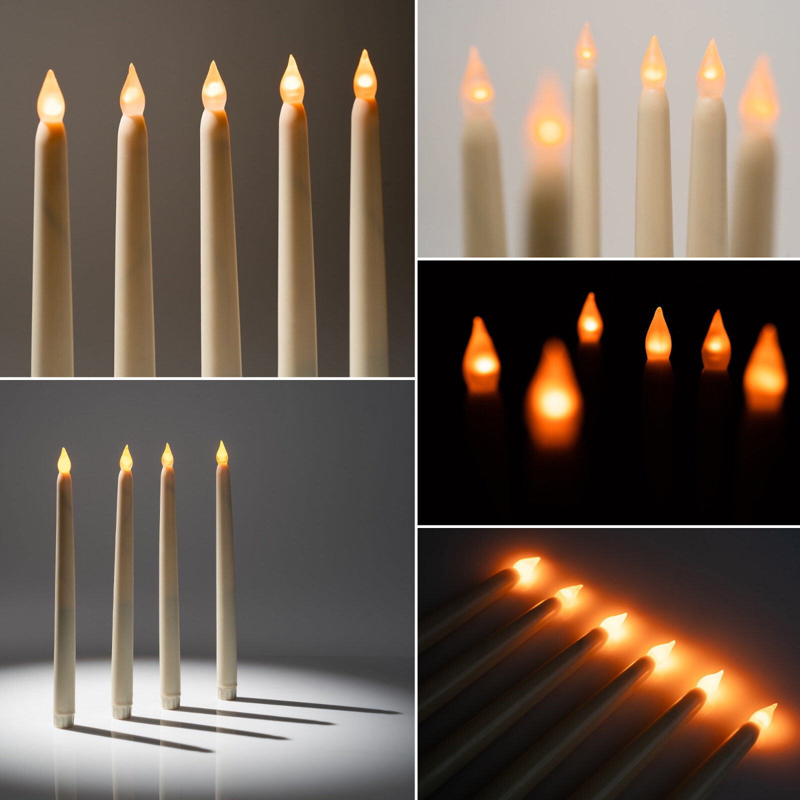 Realistic Looking Faux Wax Flameless Taper LED Candle 6 Pack 11" inch ...