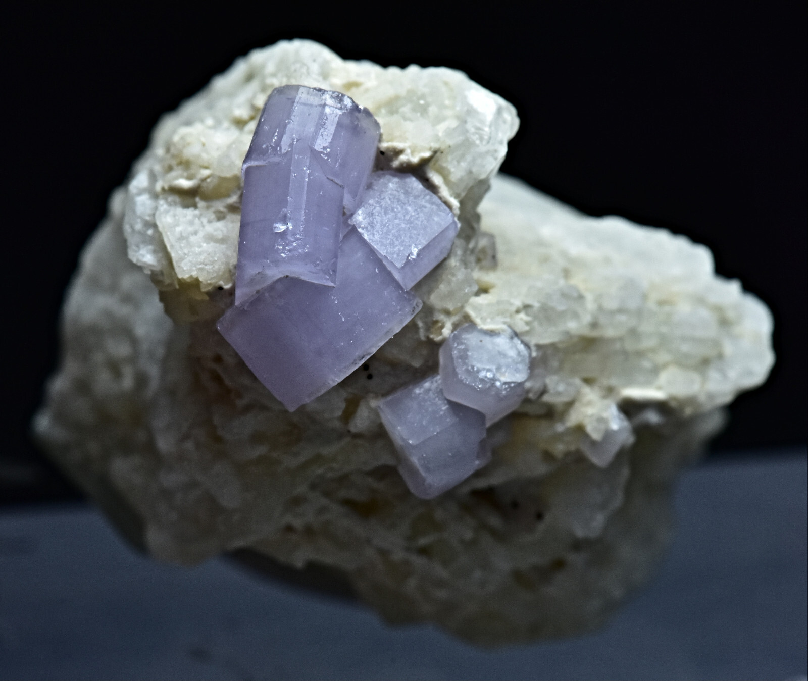 69 Carat Fluorescent Purple Apatite Crystals With Tourmaline On Albite ...
