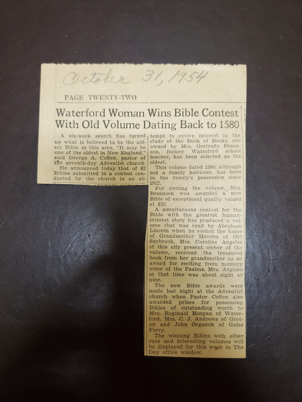 1580 Black Letter Geneva Bible - Inscriptions from Colonial America ...
