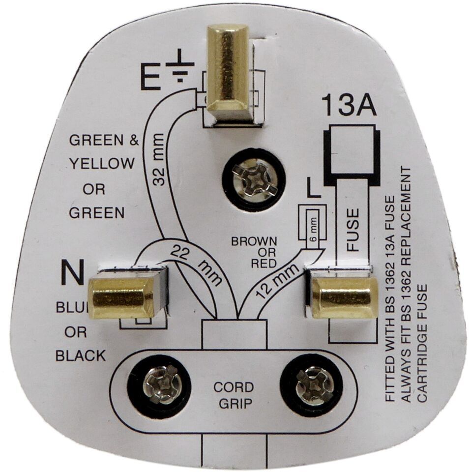 13AMP UK 3 PIN FUSED BLACK MAINS PLUG 13A PACK SOCKET BULK 1 2 3 5 10 ...