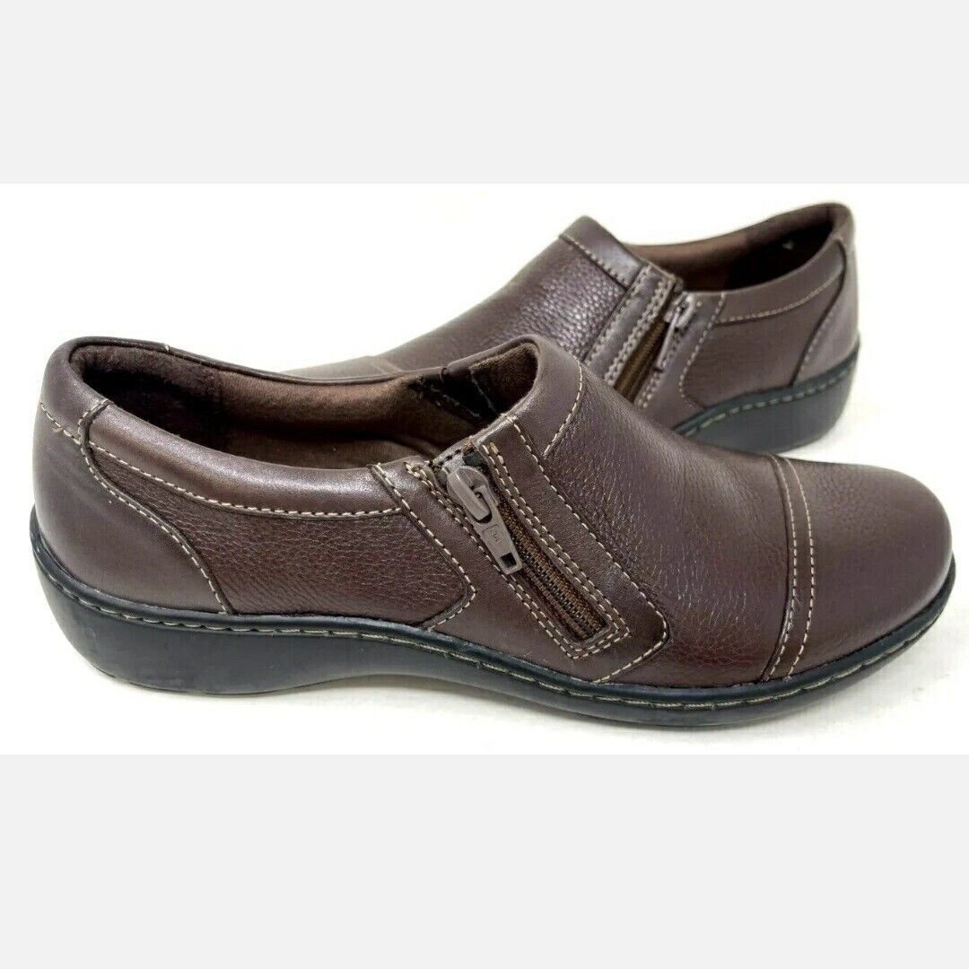 NWOB Clarks Cora Giny Loafer Flat Bootie Dark Brown Leather US 6/EU 36 ...