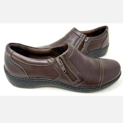 NWOB Clarks Cora Giny Loafer Flat Bootie Dark Brown Leather US 6/EU 36 ...