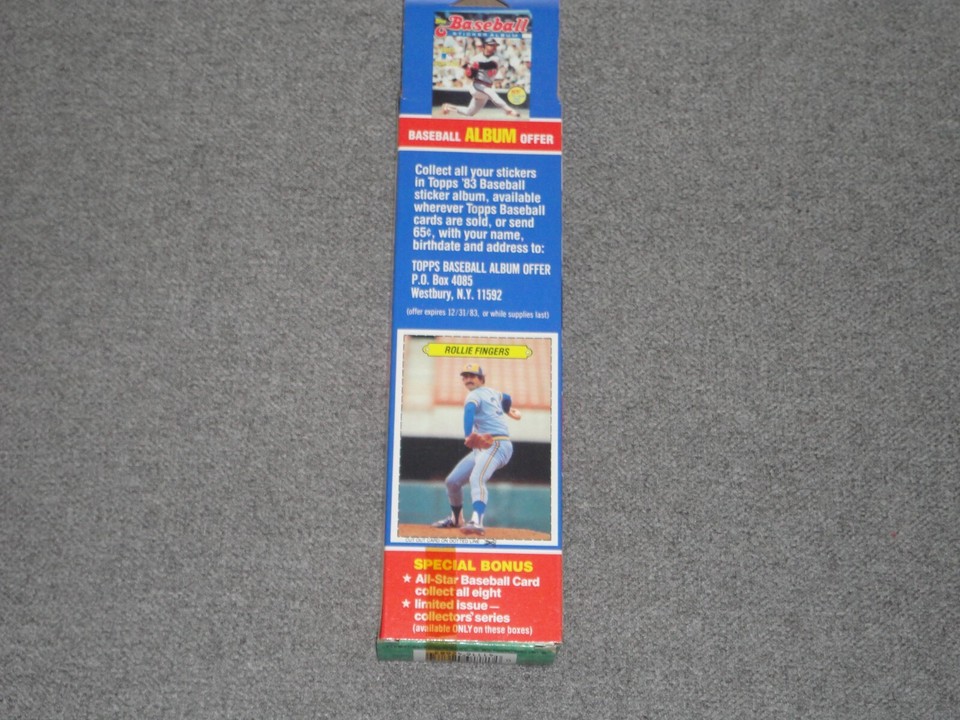 1983 Topps Baseball Album Stickers Box 30 Unopened Rollie Fingers Set ...