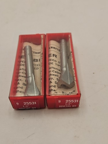 Vintage 2 SEARS Craftsman 1/2" High Speed Steel Dovetail Router Bit ...