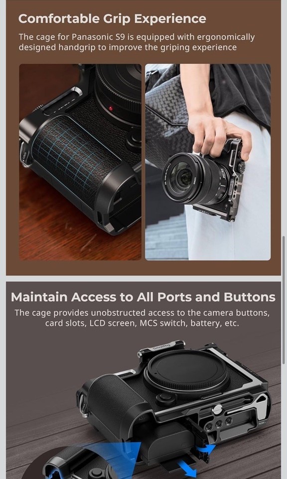 SMALLRIG Cage for Panasonic LUMIX S9,Aluminum Alloy Full Cage with ...