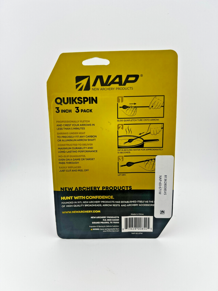 NAP Crossbow Quikfletch QuickSpin White/Orange 3" Fletch NAP-60-671W ...