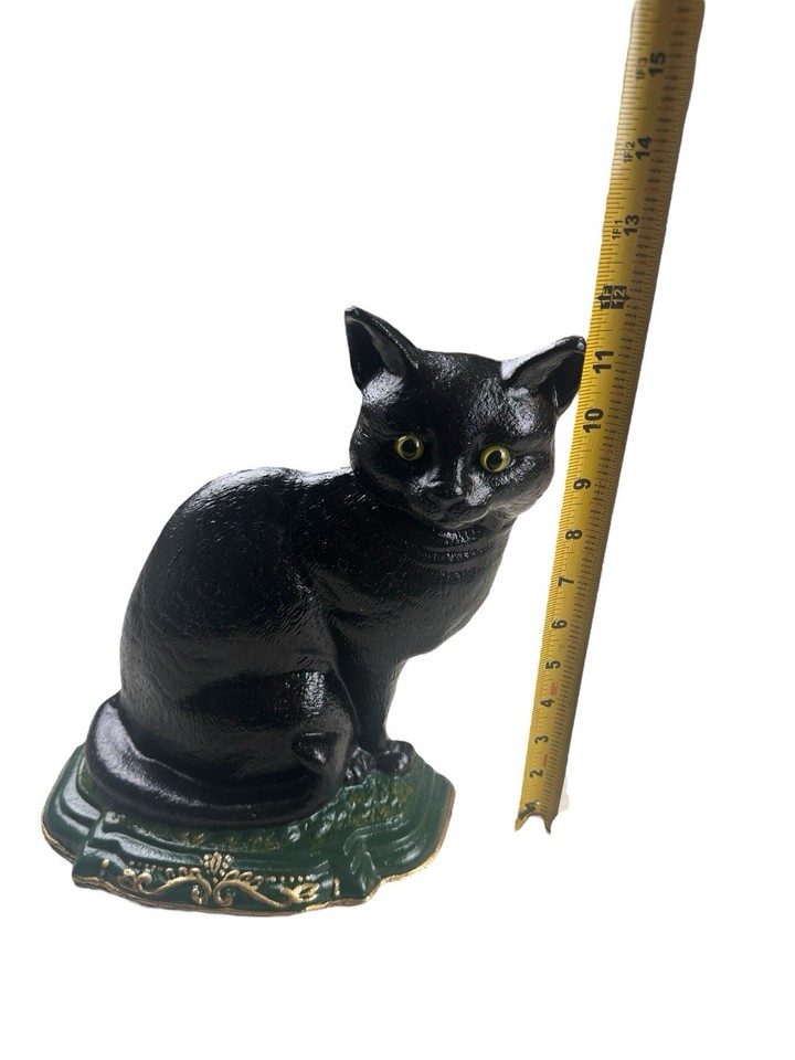 Vintage Cast Iron Door Stop Large Sitting Cat with Glass Eyes New | eBay
