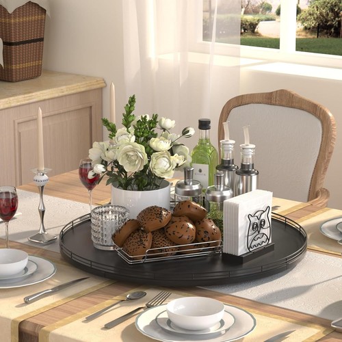 New-21" Oak Wooden Lazy Susan Turntable for Dining Table, Extra Large ...