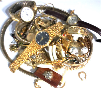 Vintage Gold Plated Scrap Recovery Jewelry & Watches Mixed Lot 682 ...