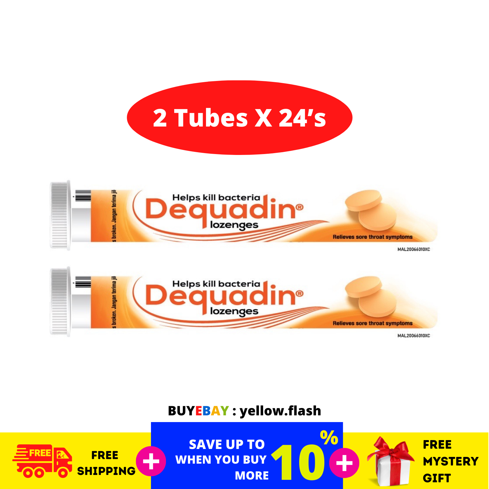 2 Tubes DEQUADIN Citrus Lozenges (Dequalinium) Sore Throat 24's | eBay