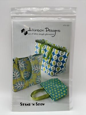 Stand 'N Stow Bag Sewing Pattern Tote Purse Handbag Lunch Bag Atkinson ...