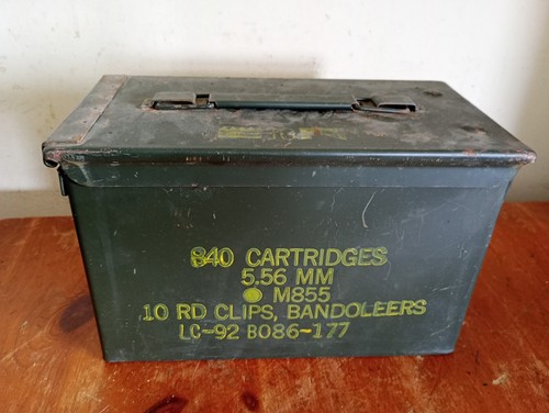 Vintage Metal Ammunition Box 5.56mm for 840 Cartridges M855 Bandoleers ...