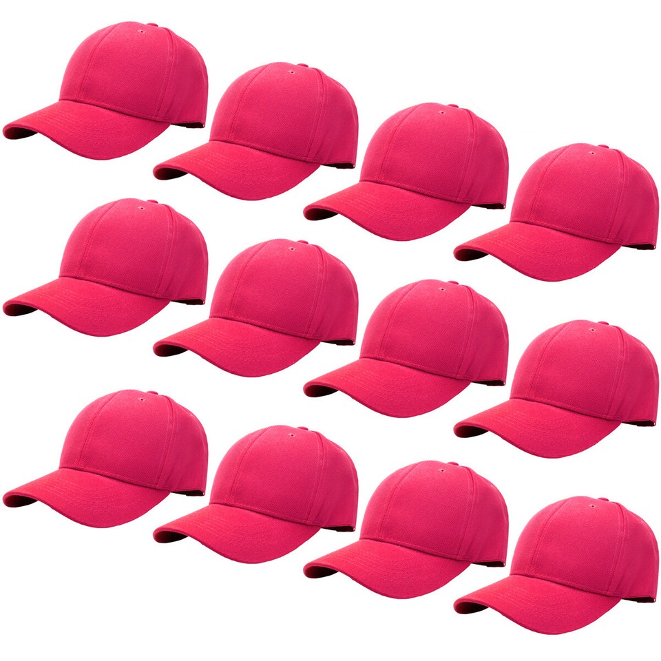 Wholesale Lot 12 pcs Classic Plain Baseball Cap Hat Adjustable Size ...