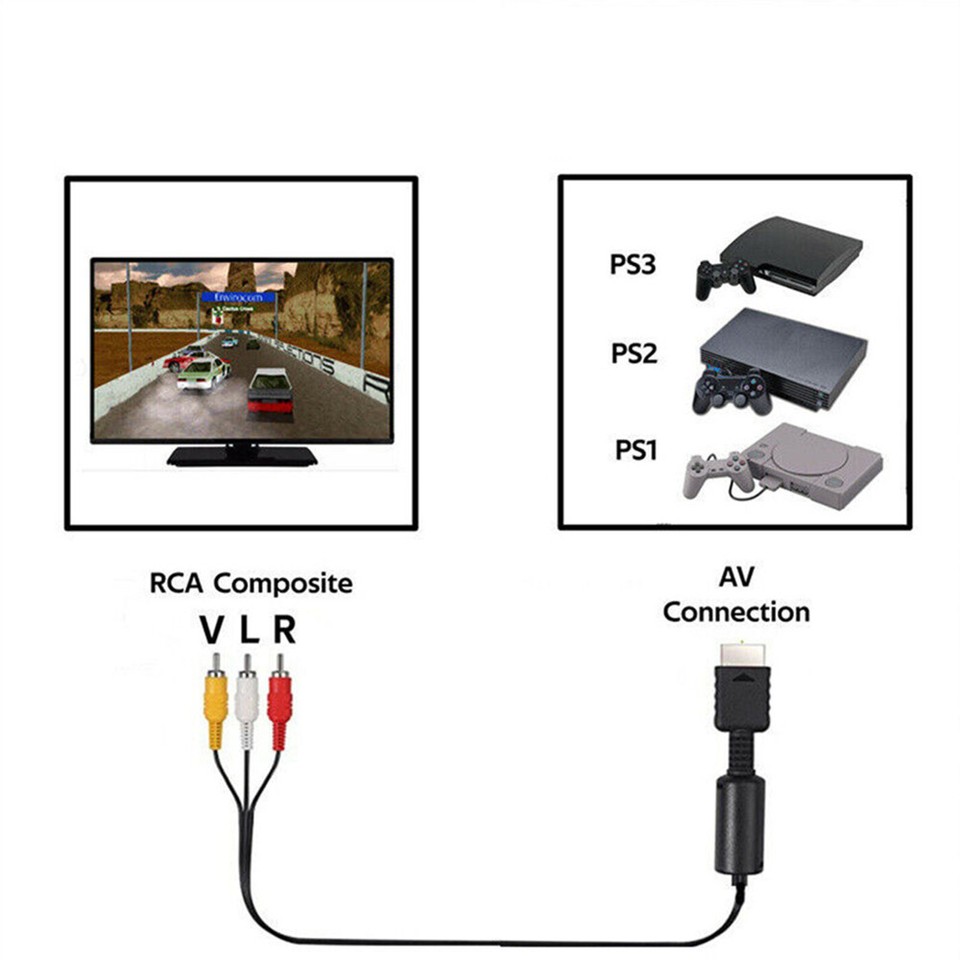 TV AV RCA Audio & Video Cable Lead Cord for SONY Playstation 1 2 3 PS1 ...