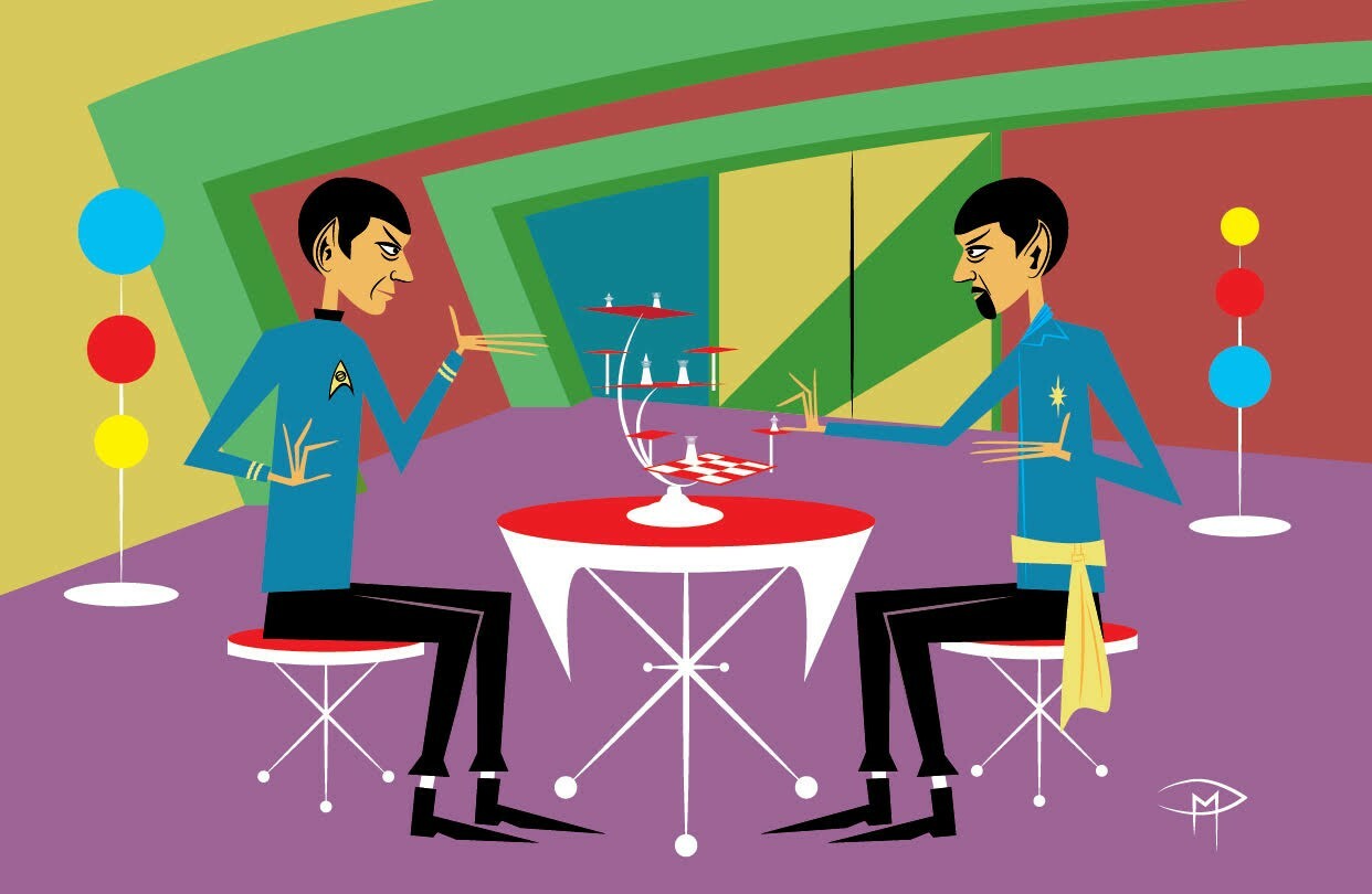 Spock vs Evil Spock 3D Chess Star Trek Poster 11 x 17 Original Doug ...