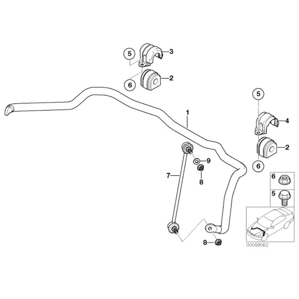 2 Front Stabilizer/Sway Bar Bushing Kit D29 For 2000-2006 BMW E53 X5 ...