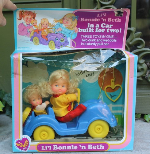 NOS Li'l Bonnie n Beth Lovee Doll Blue Car for 2 Blonde 1983 Pull Toy ...