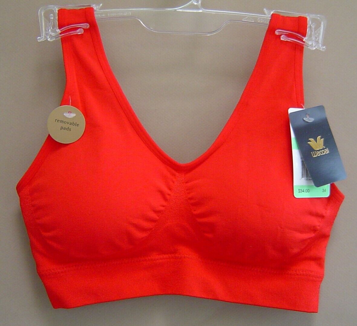 NWT WACOAL 34 B-SMOOTH WIRE FREE BRA w/ Removable Pad BARBADOS CHERRY ...