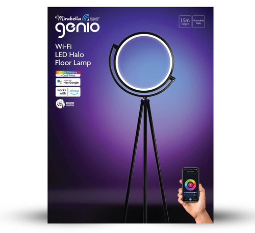 Mirabella Genio Wi-Fi Smart LED Halo 1.5m Floor Lamp RGB Minimalist ...