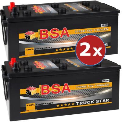 2 Stück BSA LKW Batterie 170AH 12V Starterbatterie Heavy Duty 165AH ...