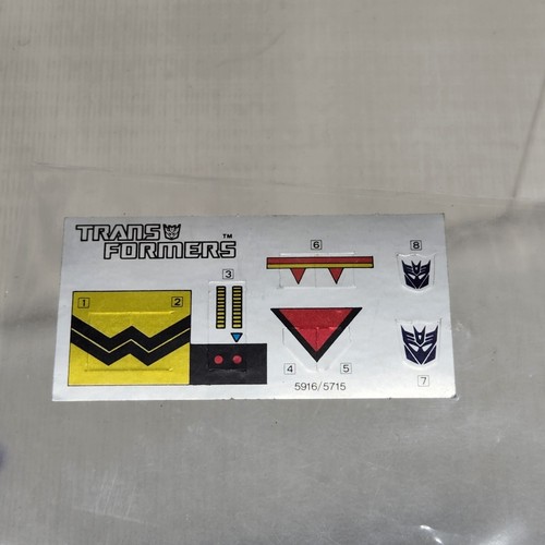 Vtg G1 Transformers 5916 / 5715 Scavenger Unused Decal Sticker Sheet ...